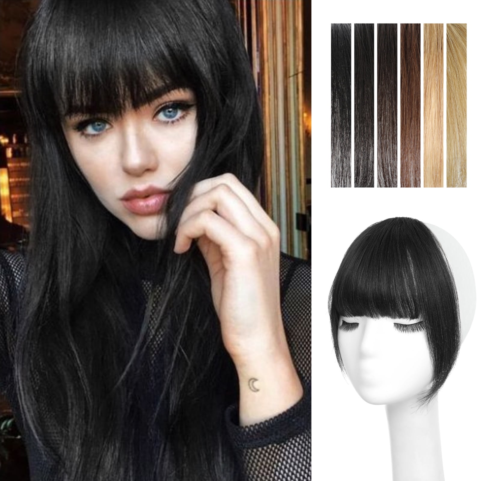 Clip in Bangs for Women 100% Human Hair Extensions French Bangs Flat ...