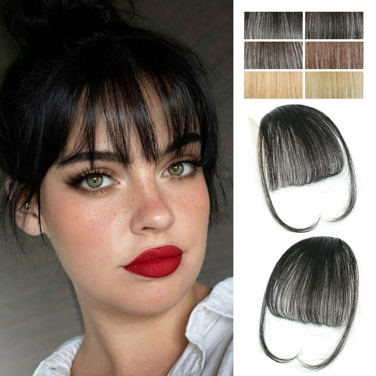 Clip in Bangs for Women 100% Human Hair Extensions Wispy Bangs Fringe ...