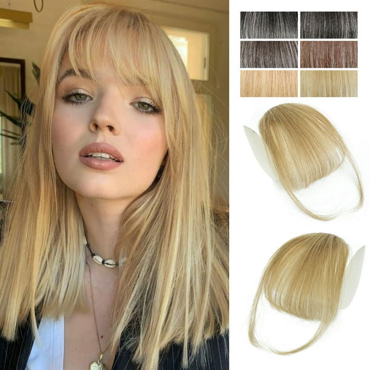 Clip in Bangs for Women 100% Human Hair Extensions Wispy Bangs Fringe ...