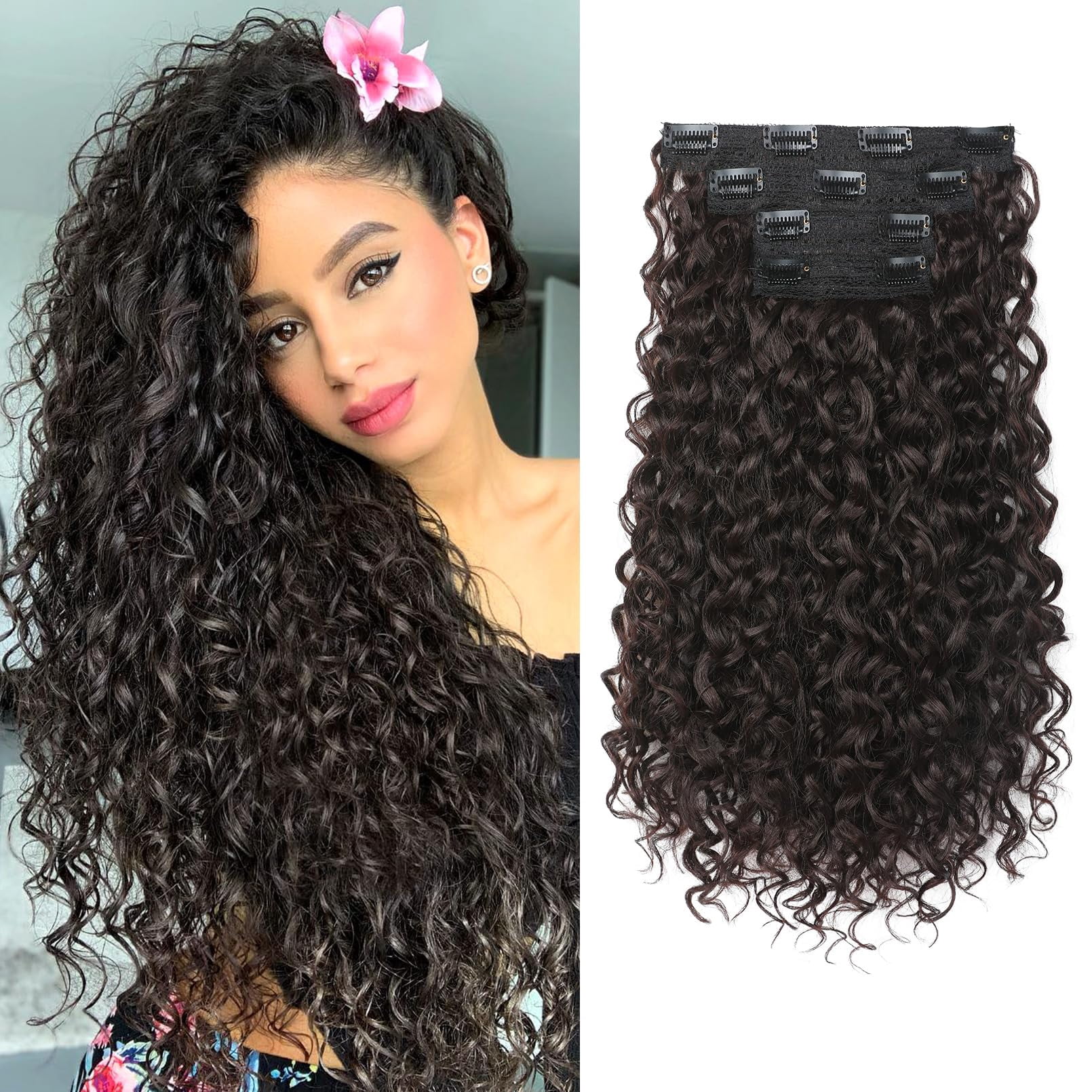 Clip in Hair Extensions, 4PC Silk Hair Extensions Long Soft Natural ...