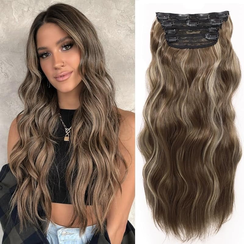 Clip in Hair Extensions 4count Black Hair Extensions Clip ins for Women ...