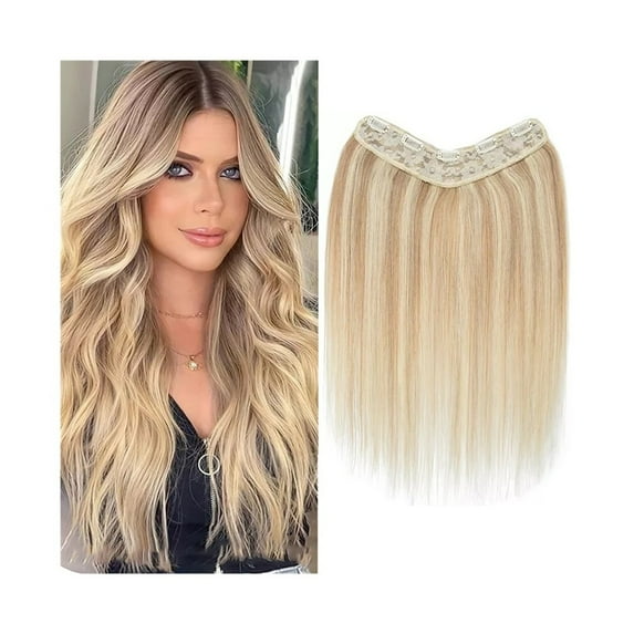 Clip in Hair Extensions Real Human Hair #8/613 One Piece Straight Remy ...