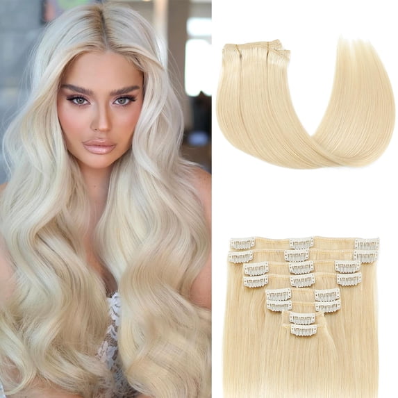 Clip in Hair Extensions Real Human Hair, Clip in 100% Brazilian Remy ...