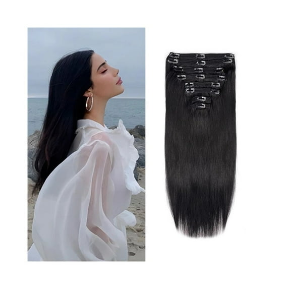 Clip in Hair Extensions Real Human Hair, Straight Remy Hair Extensions ...