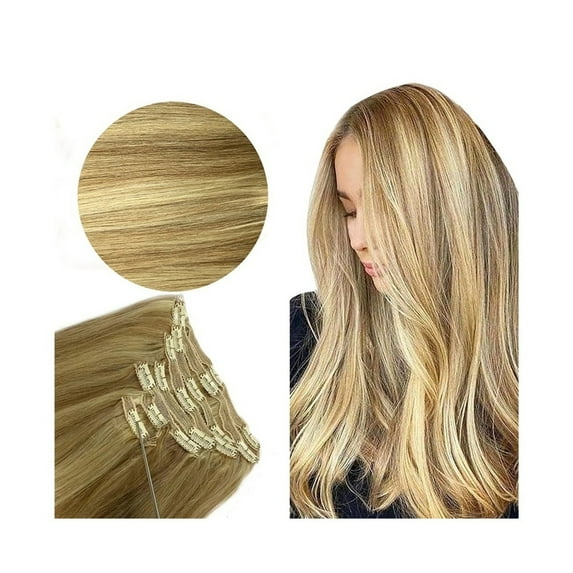 Clip in Hair Extensions for Women, P8/613# Highlight Blonde Real Human ...