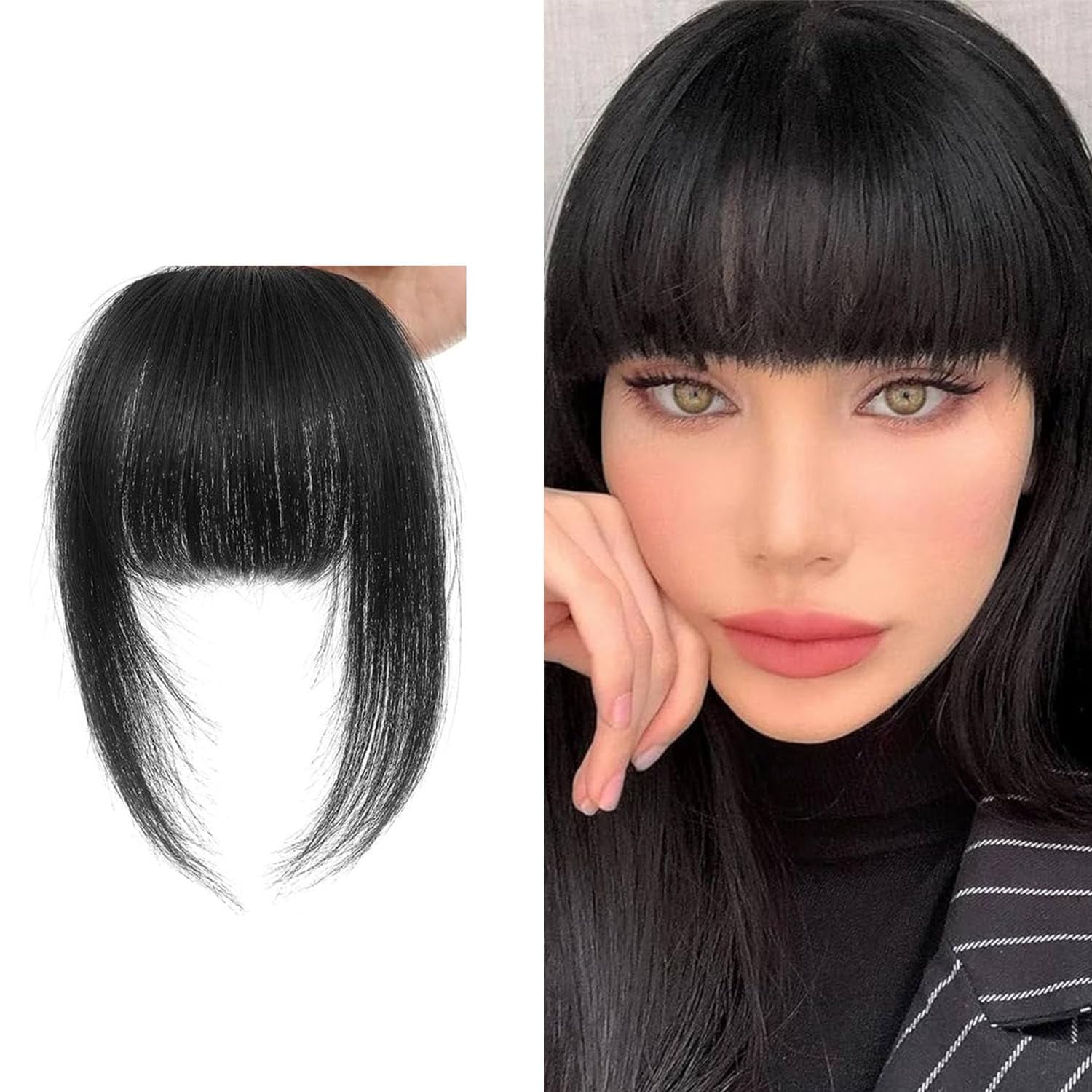 Clip-in Hair Fake Bangs Extensions,with Invisible Clips Airy French and ...
