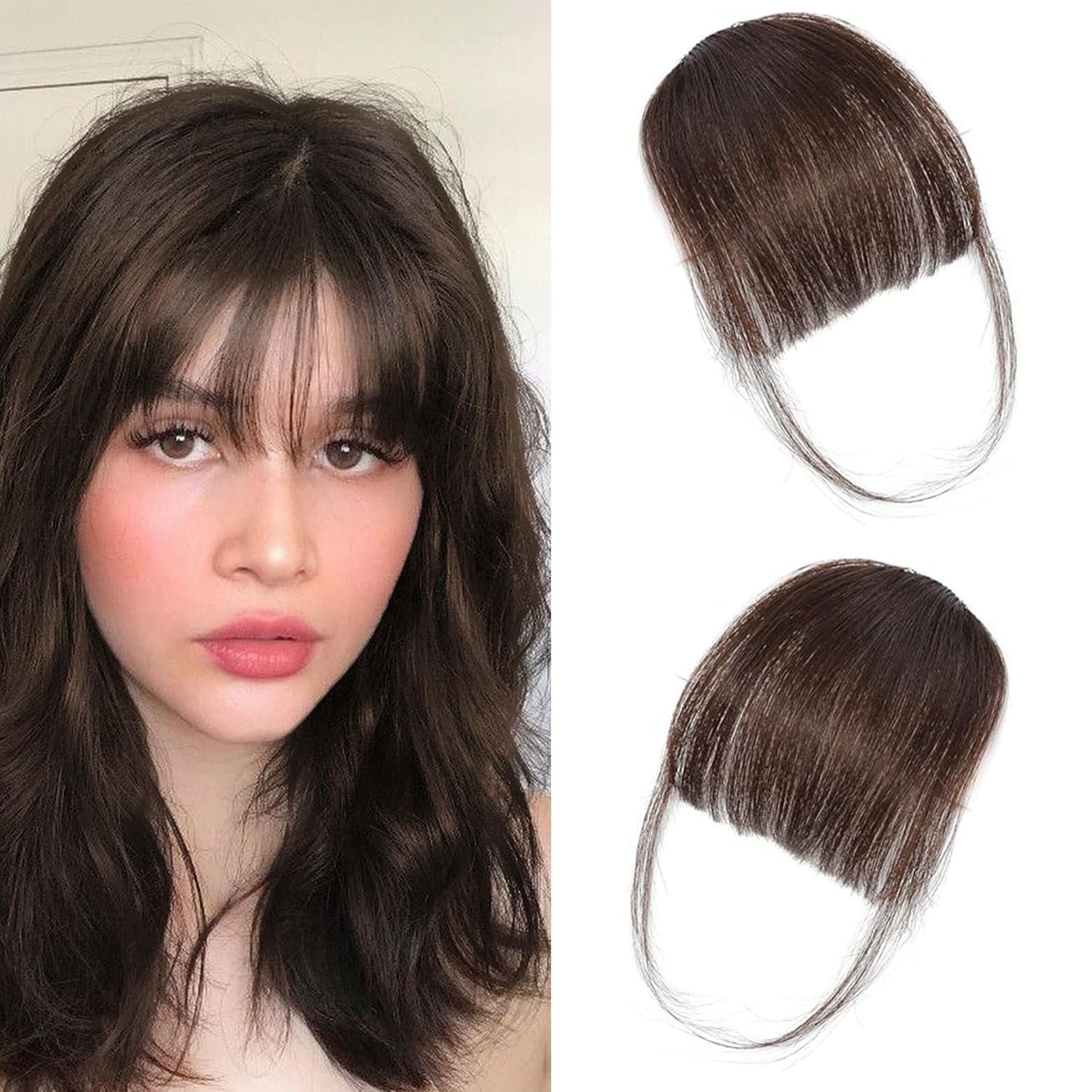 Clip-in Hair Fake Bangs Extensions,with Invisible Clips Airy French and ...