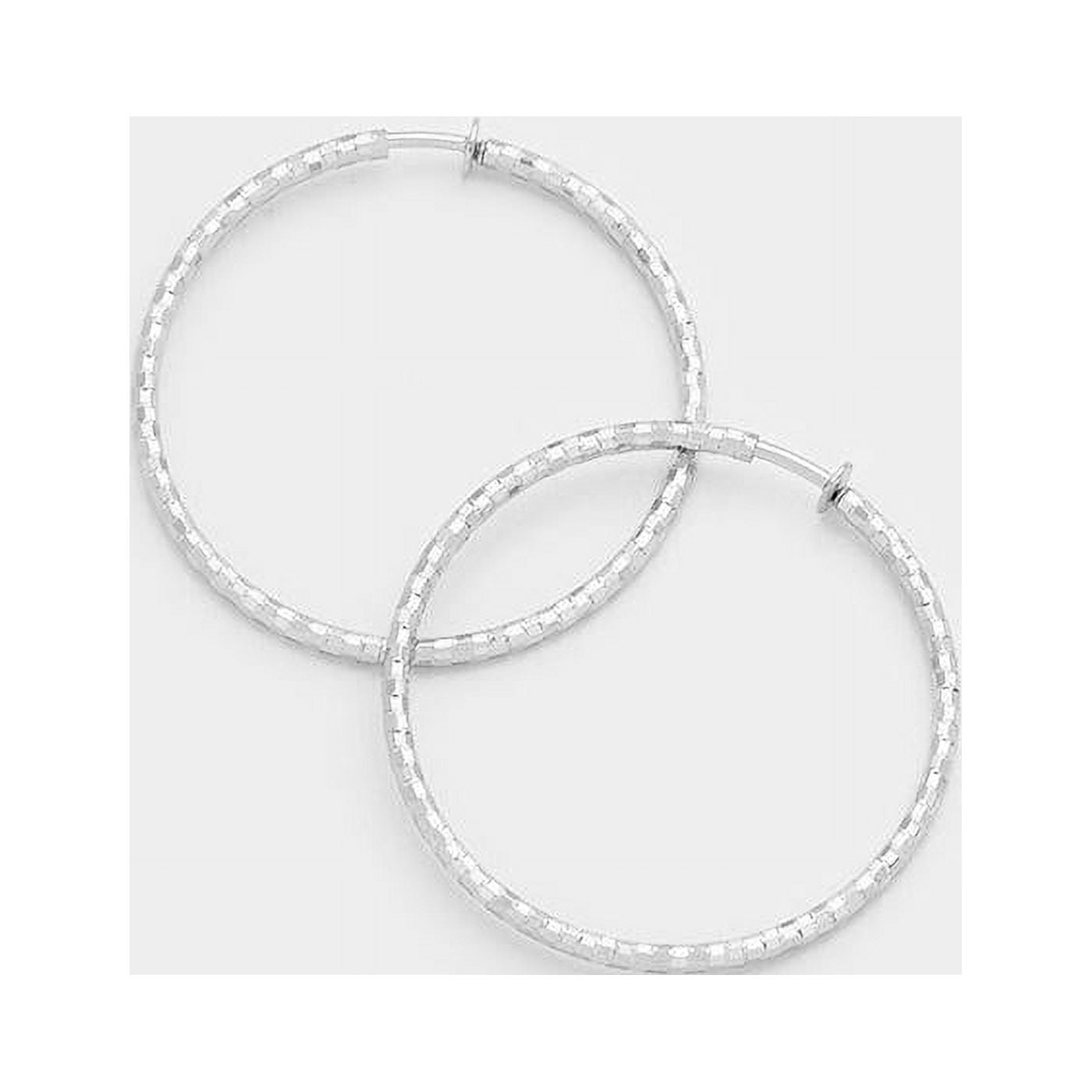 Clip on 1 3/4" silver block style spring back hoop earrings - Walmart.com