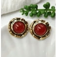 Clip on 1" gold and red earrings with wavy edges - Walmart.com