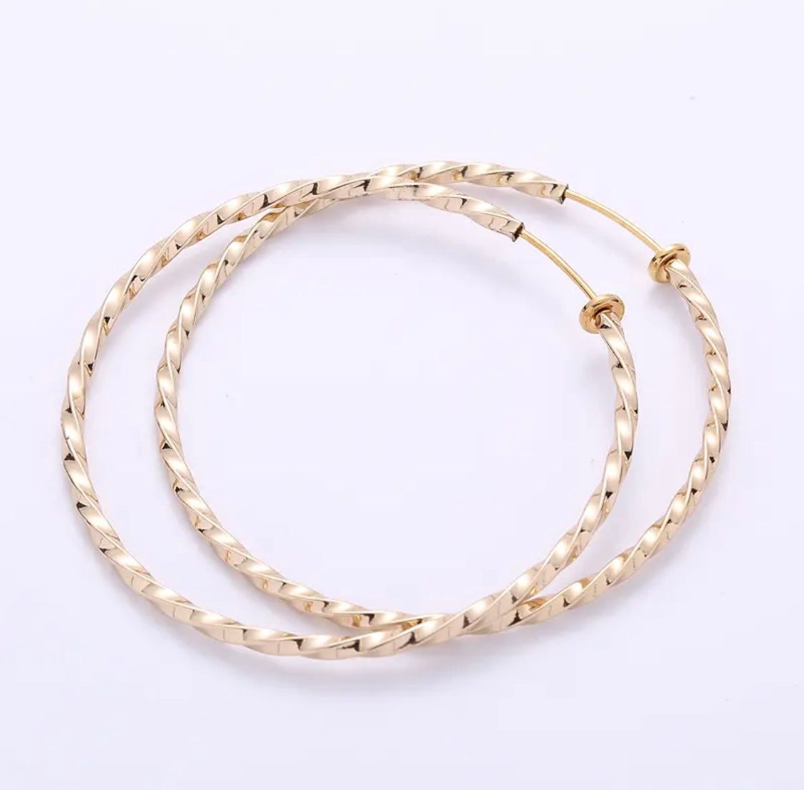 Clip on 2 1/2" gold, silver, rose or gunmetal twisted spring back hoop ...