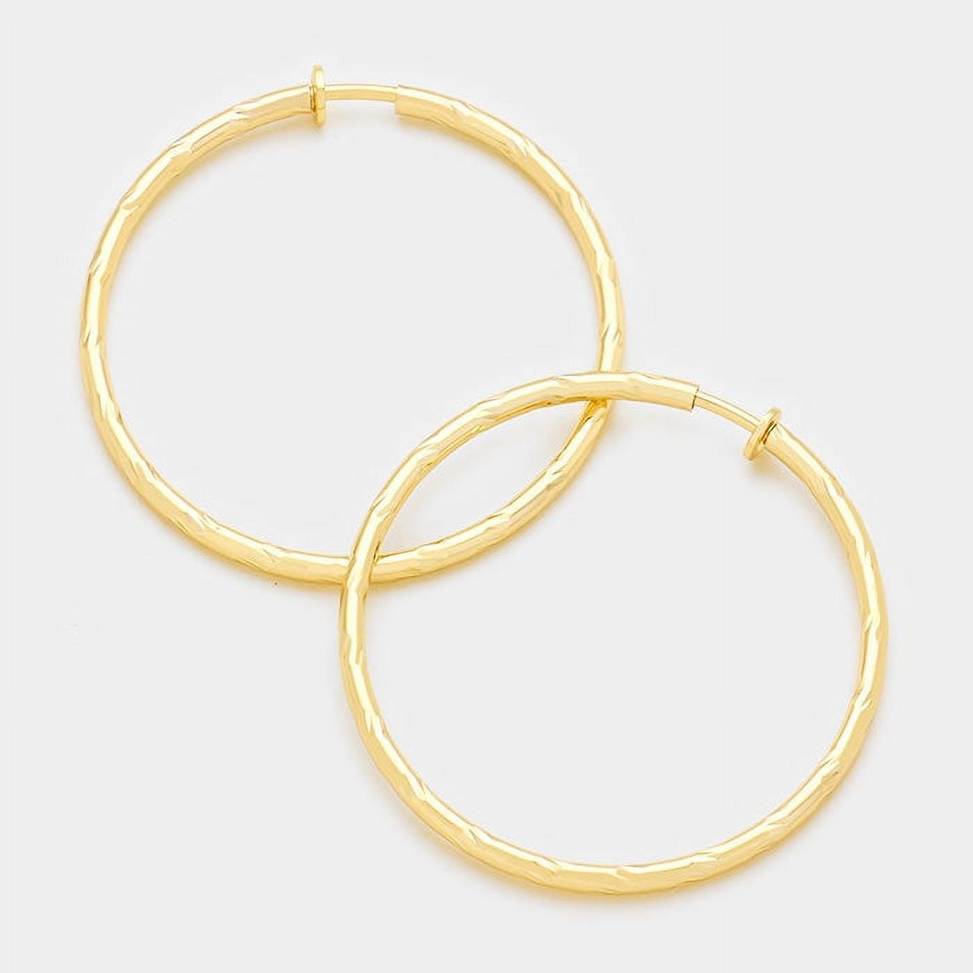 Clip on 2 1/2" shiny gold sparkle cutout spring back hoops - Walmart.com