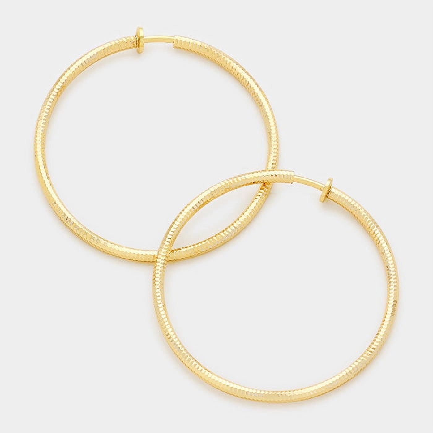 Clip on 3 1/4" XL gold twisted spring back hoop earrings - Walmart.com