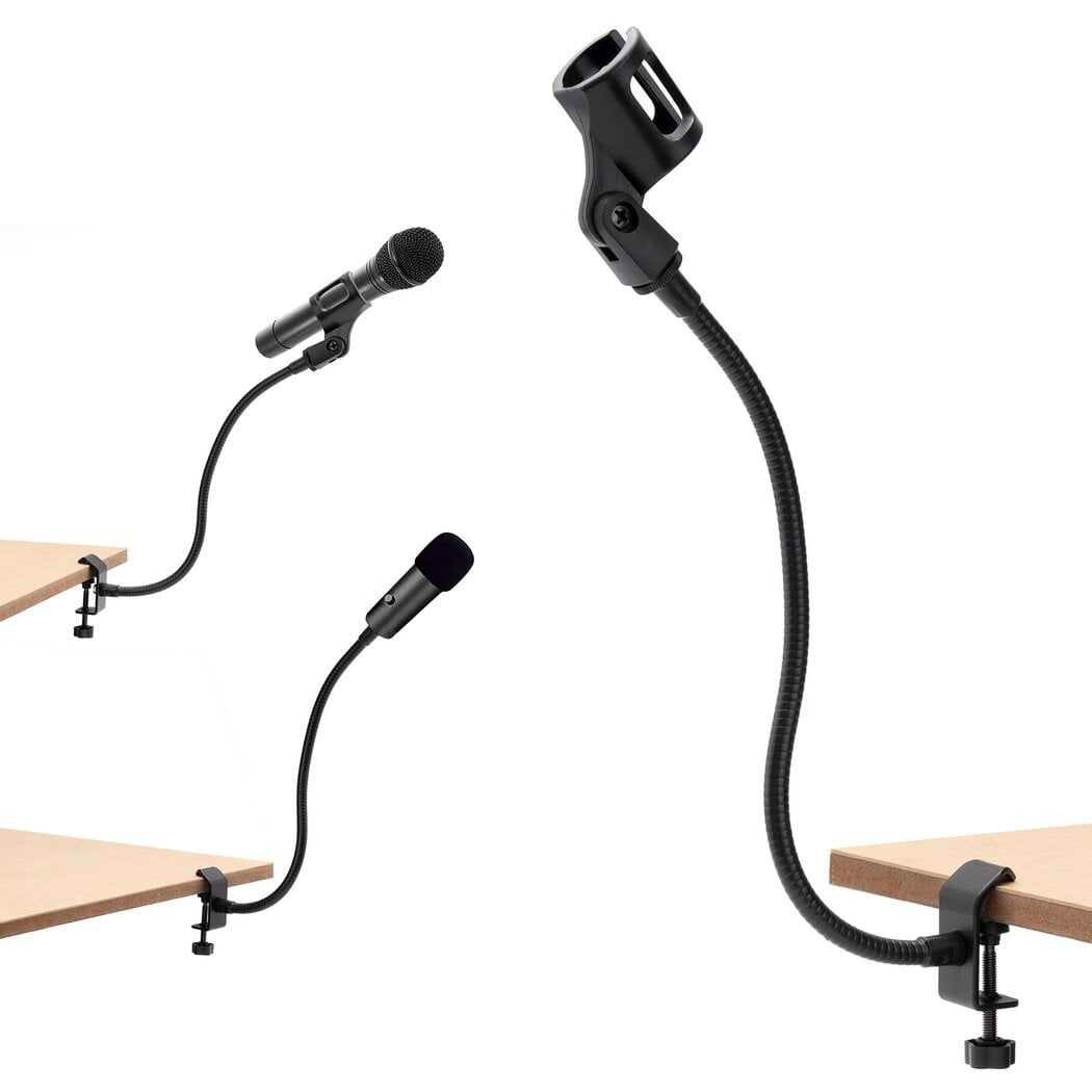 Clip-on Desktop Microphone Stand, Flexible Gooseneck Desk Mic Stand ...