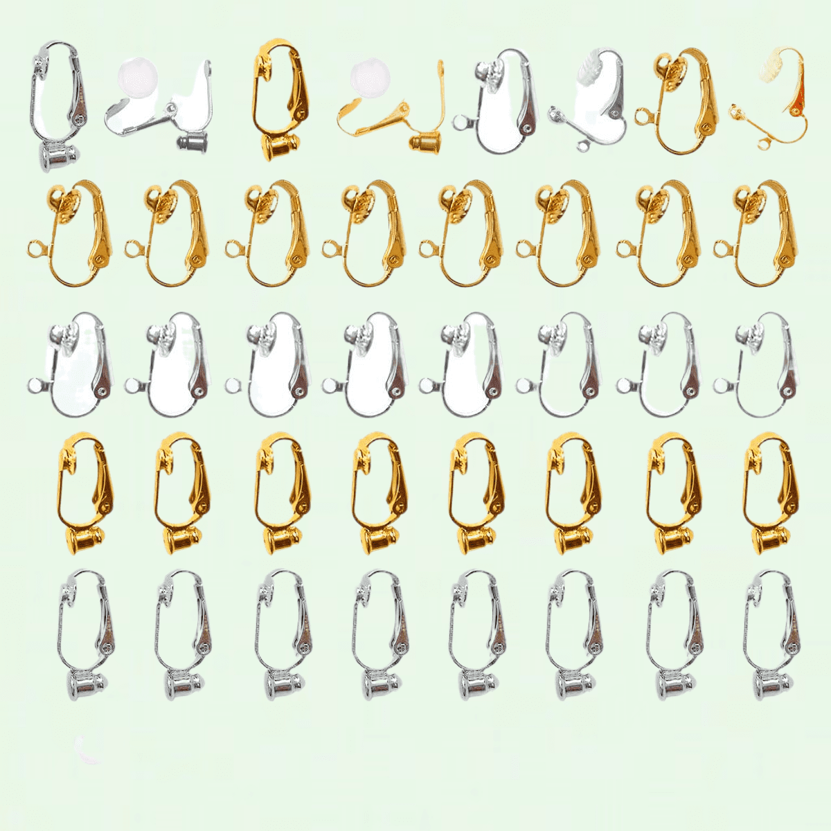Clip-on Earring Converters with Silicone Pads, 40 Pieces Non-Pierced ...