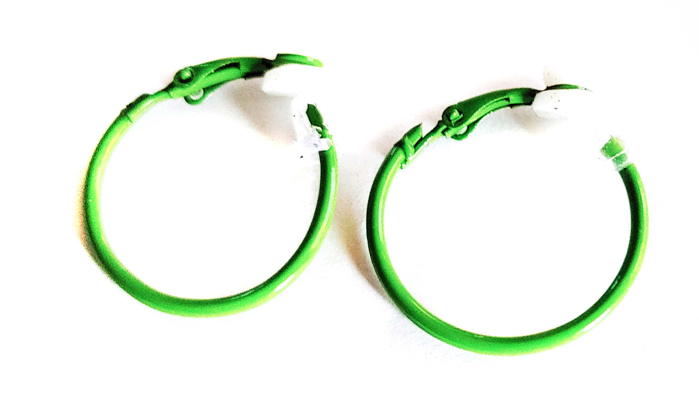 Clip-on Earrings 1 inch Green Hoop Earrings No Post Not Pierced ...