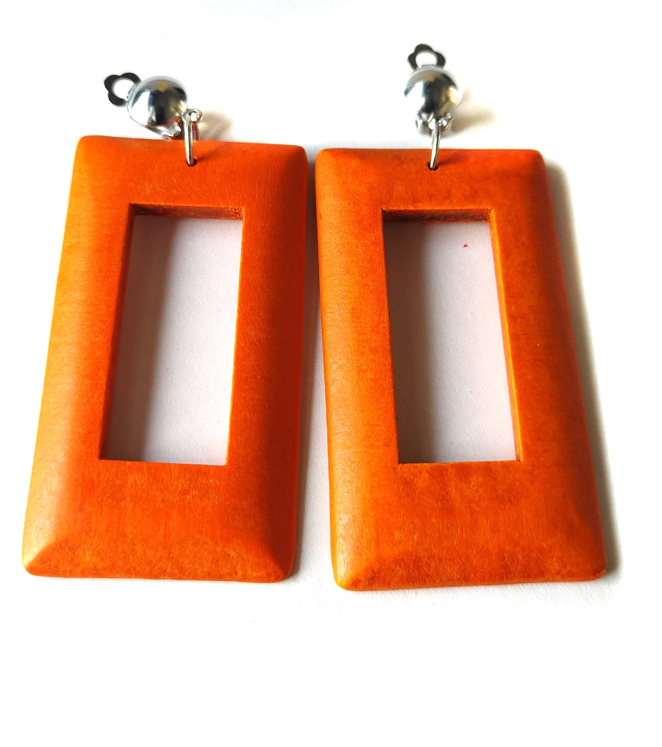 Clip-on Earrings Square Earrings Orange Non Pierced - Walmart.com