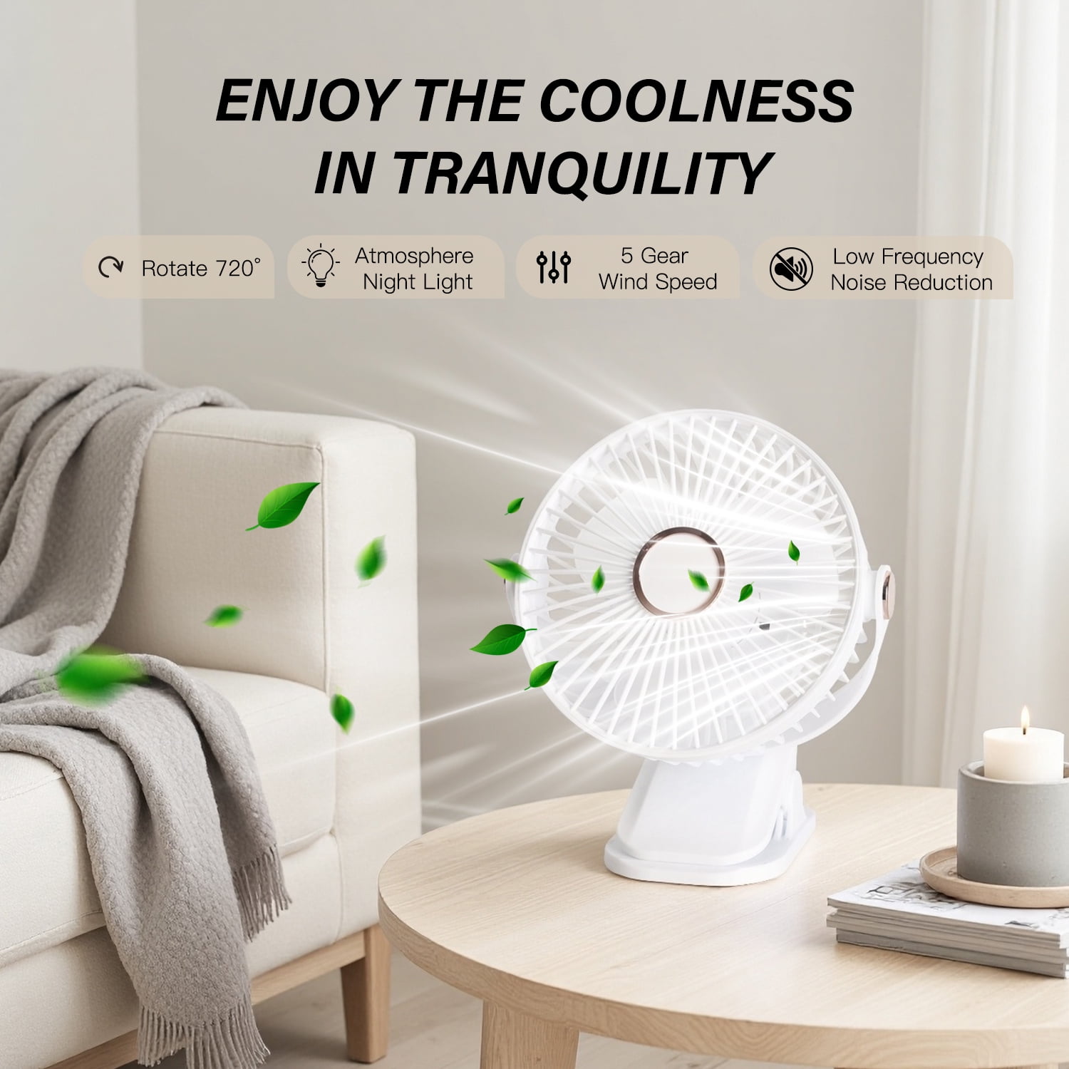 Clip on Fan，Small Quiet Fan with Adjustable Clamp for Office Dorm Baby ...
