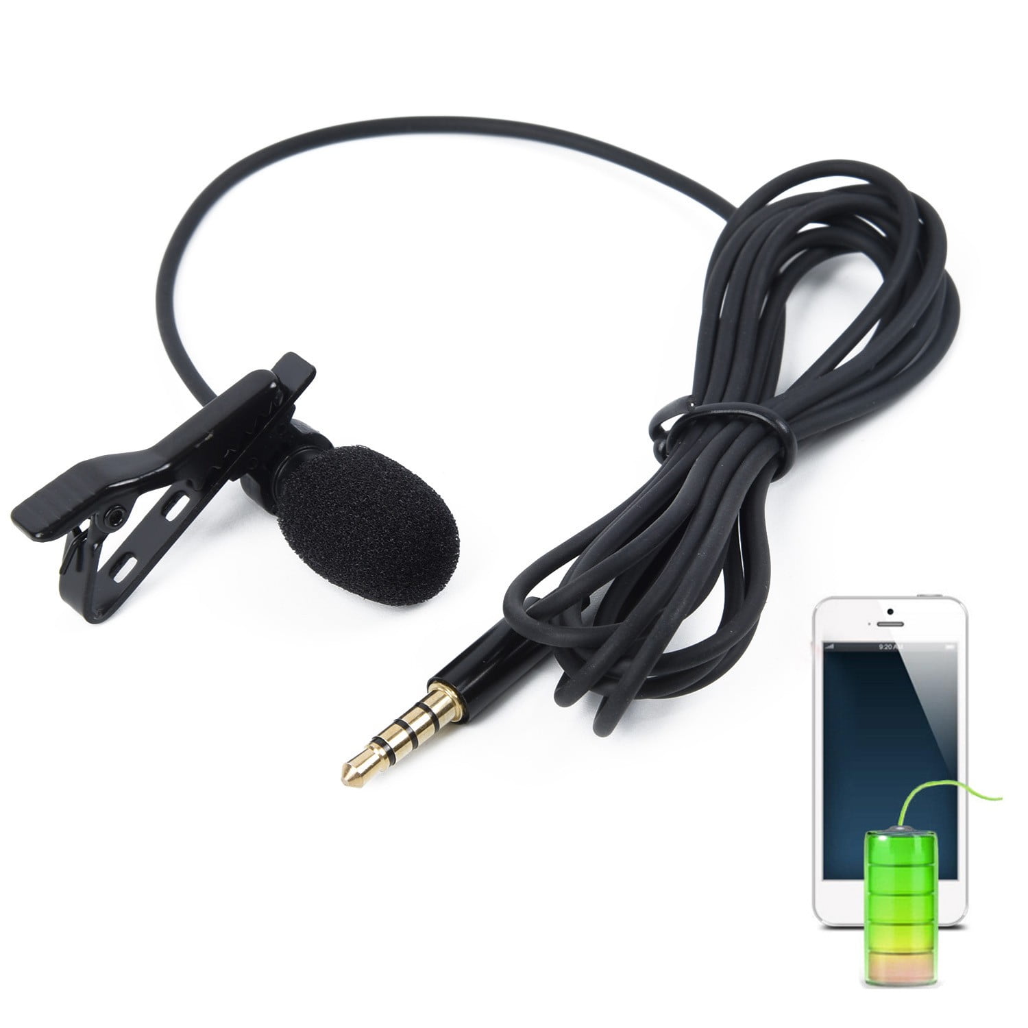 Clip-on Lapel Mini Lavalier Mic Microphone 3.5mm for Mobile Phone PC ...