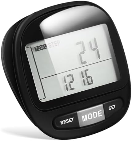 Clip-on Pedometer - Accurate 3D Step Tracker with 7-Day Memory for ...