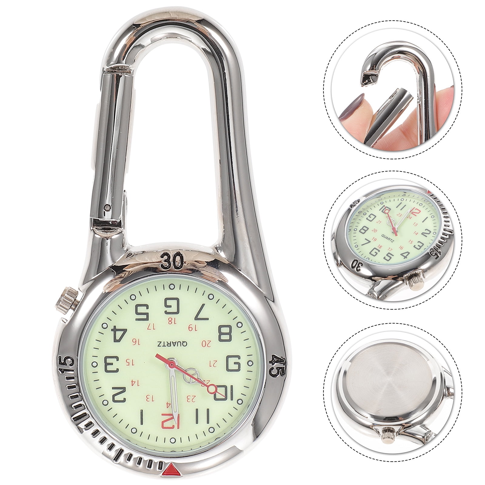 Clip- on Watch: Pocket Watch Multifunctional Fob Watch Carabiner ...