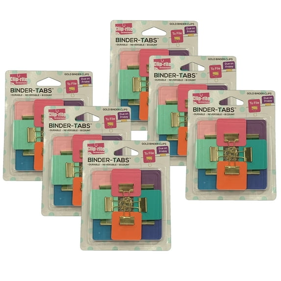 Clip-rite Binder Tabs, Assorted Gold Plated, 8 Per Pack, 6 Packs - Walmart.com