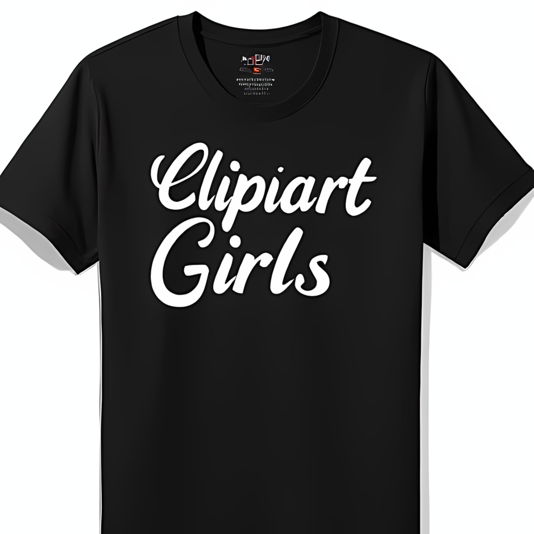 Clipart Black T-Shirt Stylish Cursive Font Graphic Tee for Women ...
