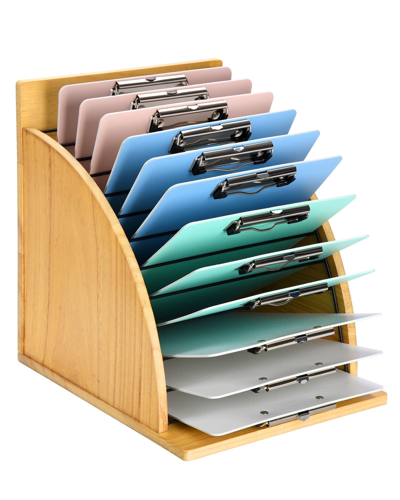 Clipboard Holder, Wooden Clipboard Organizer with Raised Side Panel ...