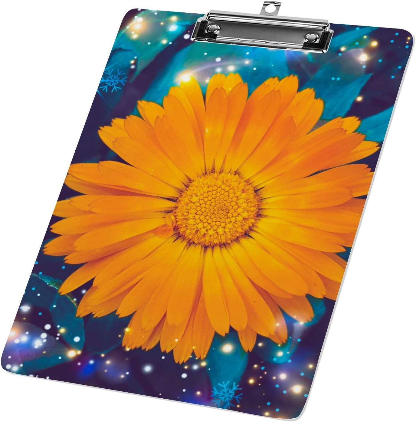 Clipboard Nursing Orange Flower Teal Acrylic Clip Board with Low ...