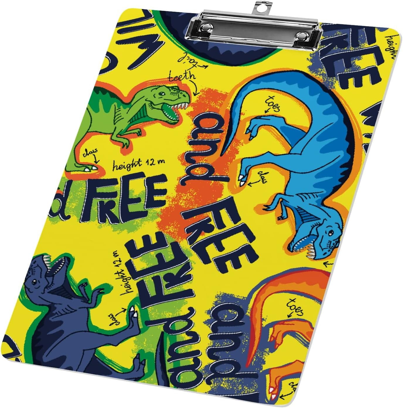 Clipboard Nursing Yellow Bright Dinosaur Grunge Acrylic Clip Board with ...