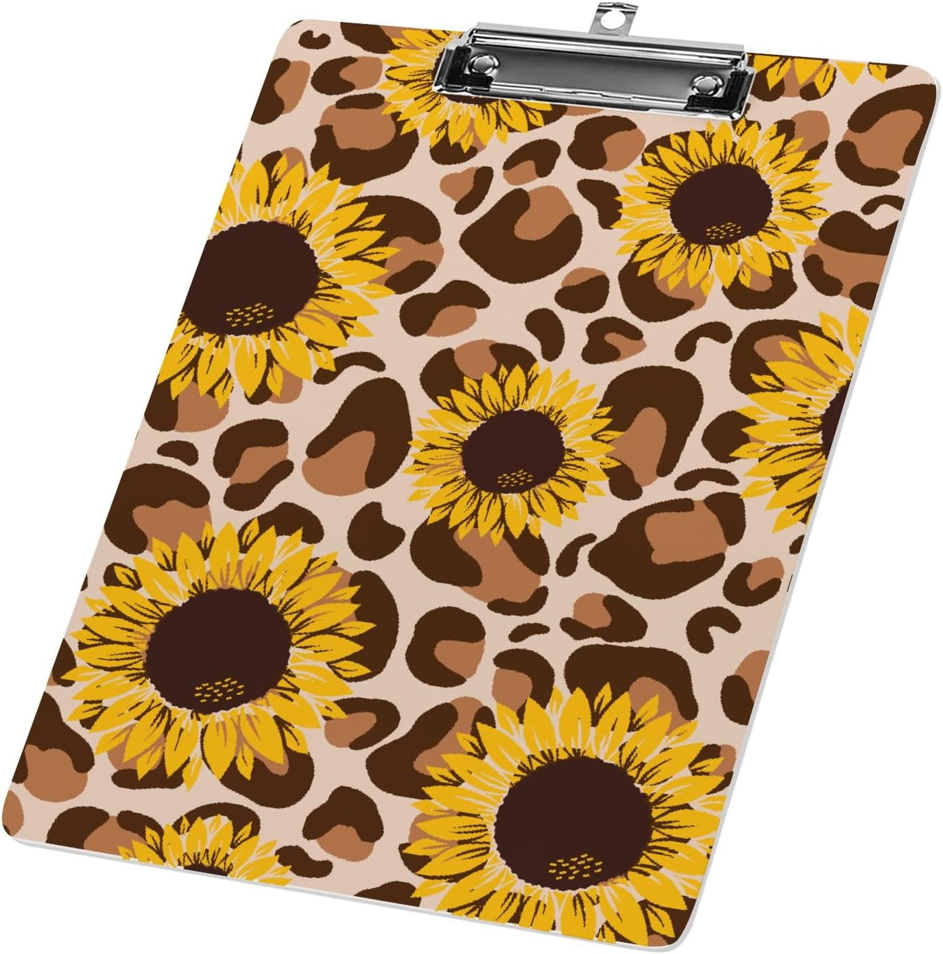 Clipboard Nursing Yellow Sunflowers Leopard Acrylic Clip Board with Low ...