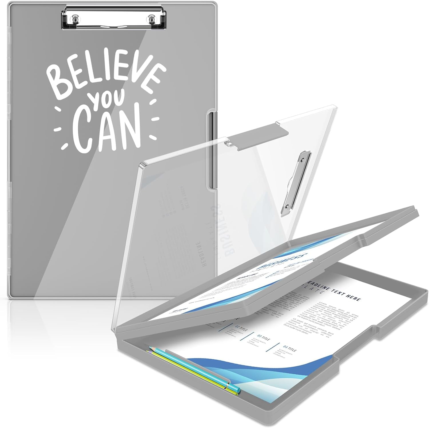 Clipboard with Storage, Cleaview Clip Boards 8.5x11 with 2 Storage, Dry ...