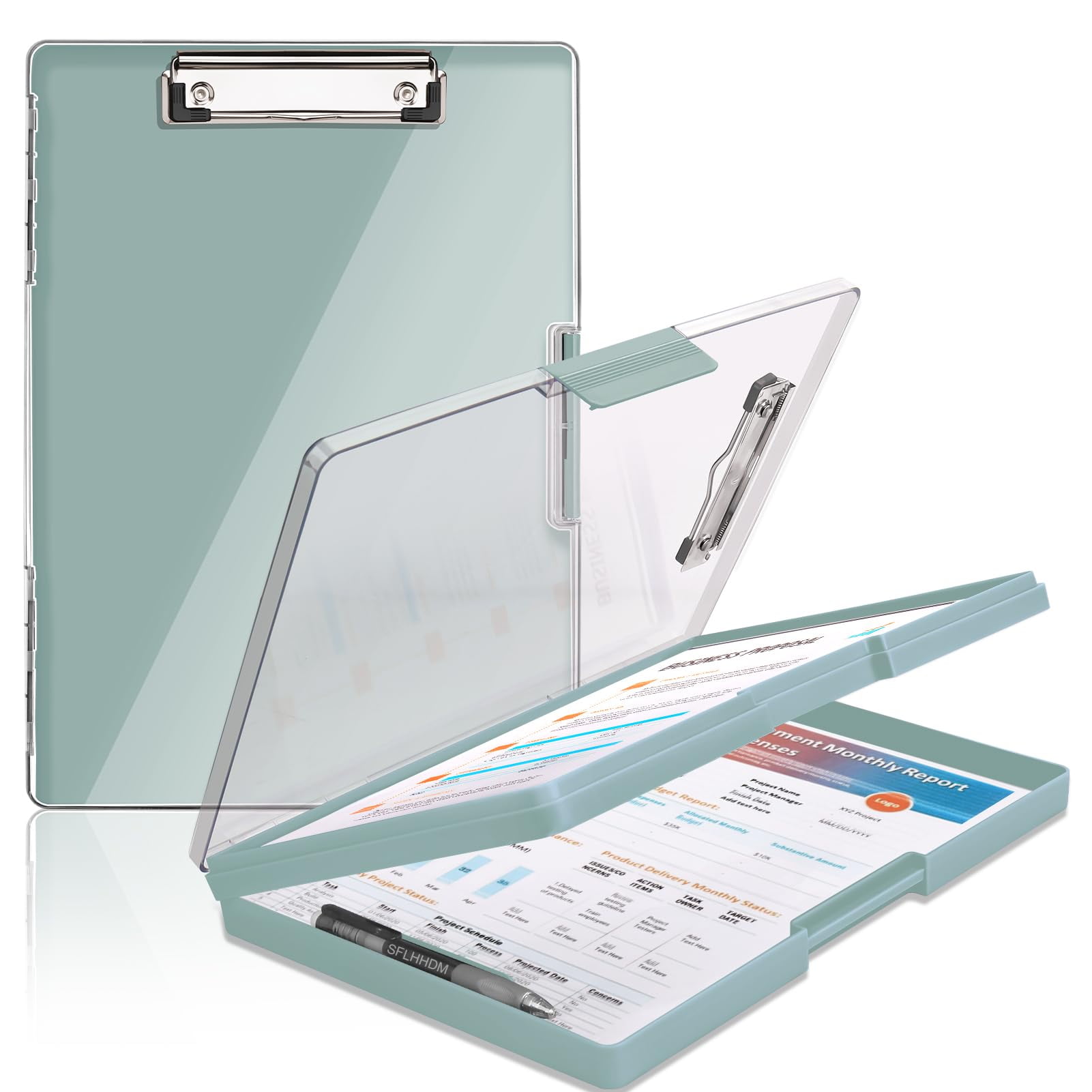 Clipboard with Storage,Heavy Duty Clip Boards 8.5x11 with 2 Storage ...