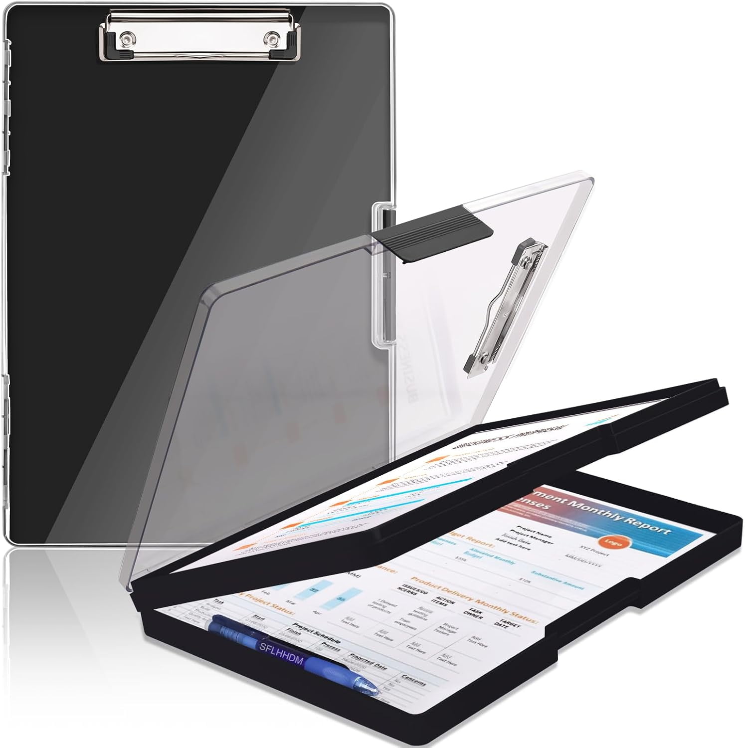 Clipboard with Storage,Heavy Duty Clip Boards Storage Case,Clear ...