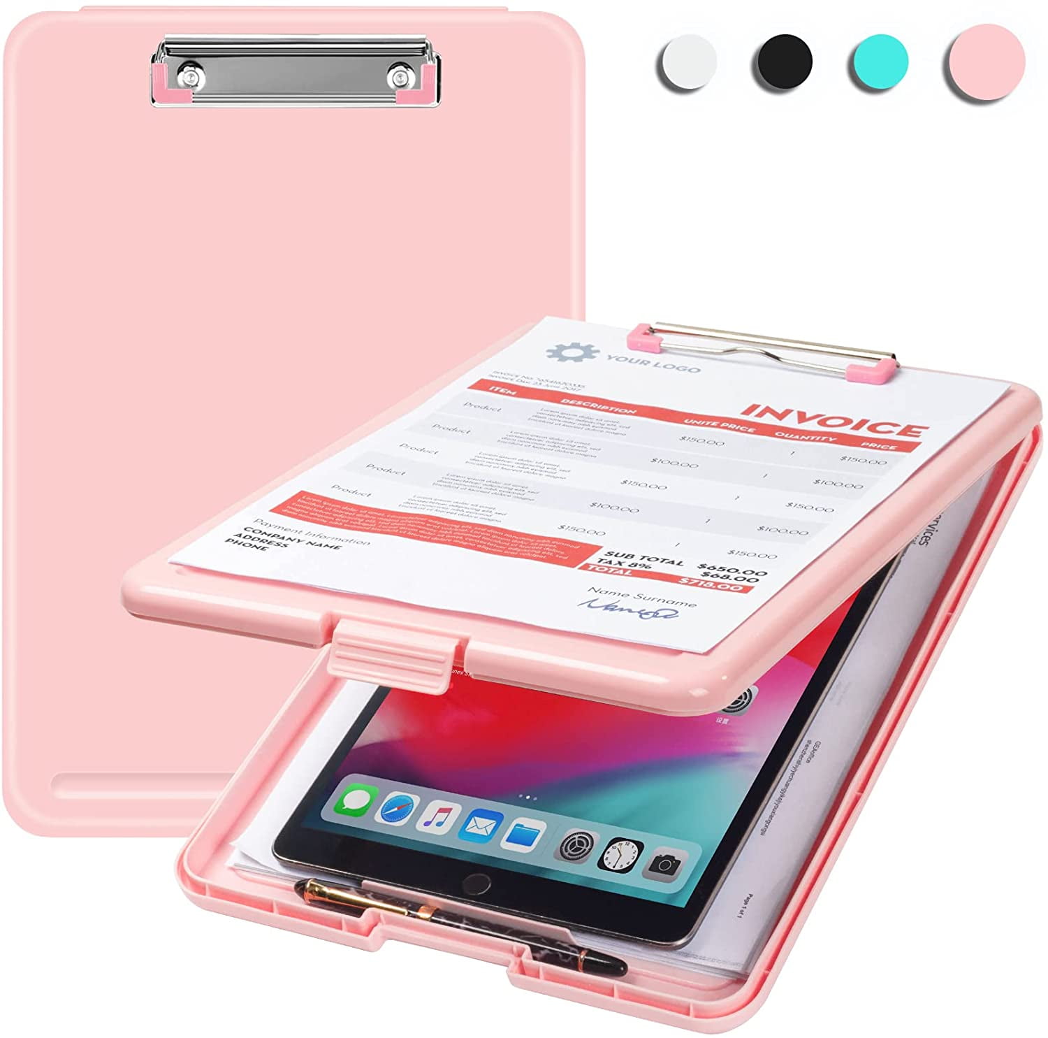 Clipboard with Storage Pink, Plastic Storage Clipboards with Low ...