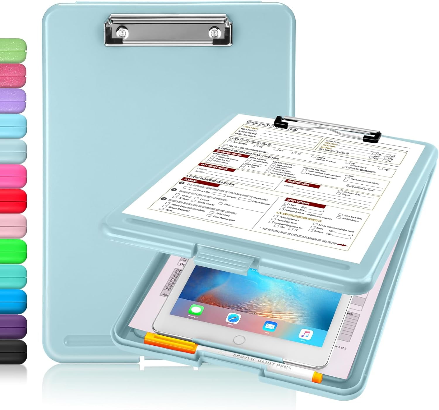 Clipboard with Storage, Plastic Storage Clipboard with Low Profile Clip ...