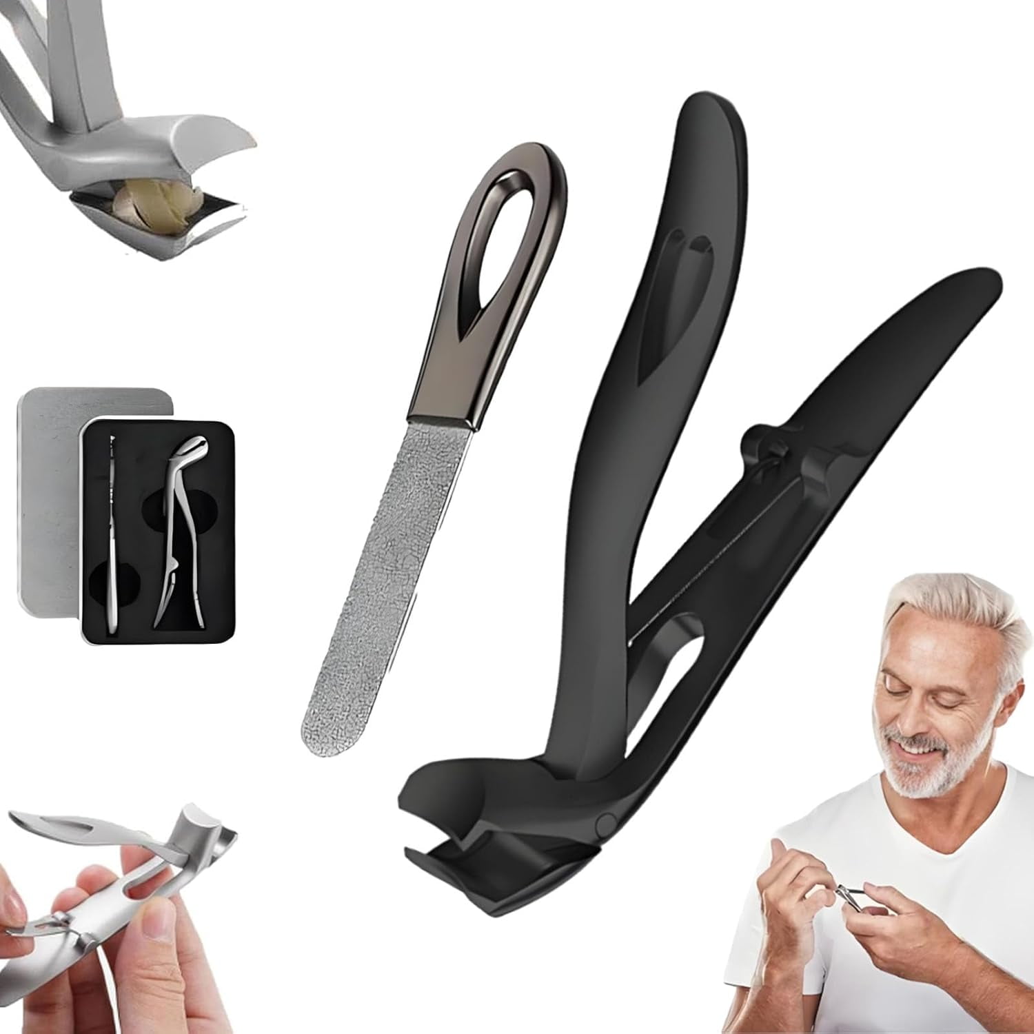 Clipdoc Max Toe Nail Clipper, Toenail Clippers for Senior, Wide Jaw ...