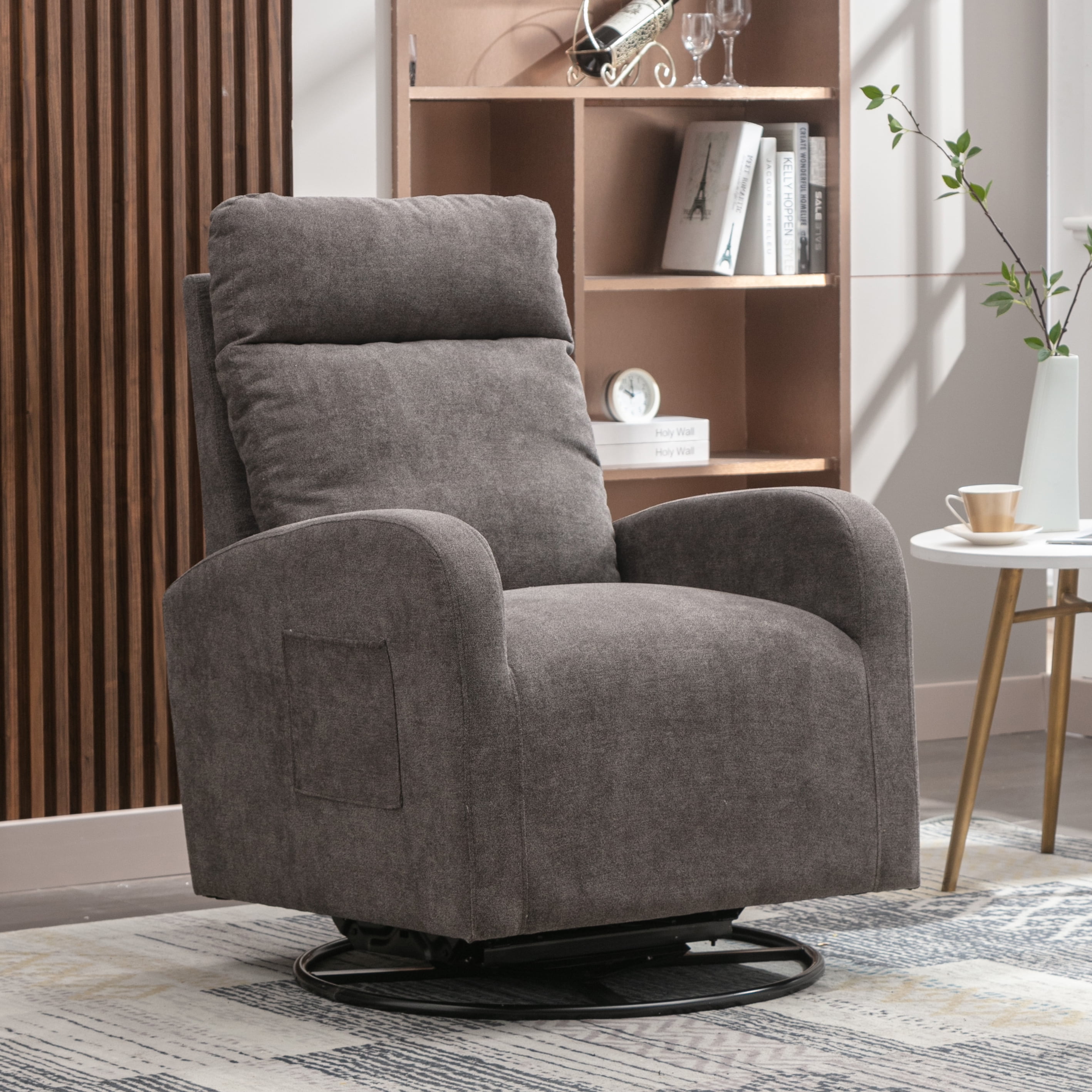 Clipeyh Glider Rocking Chair with Storage Pocket, Modern Design, Swivel ...
