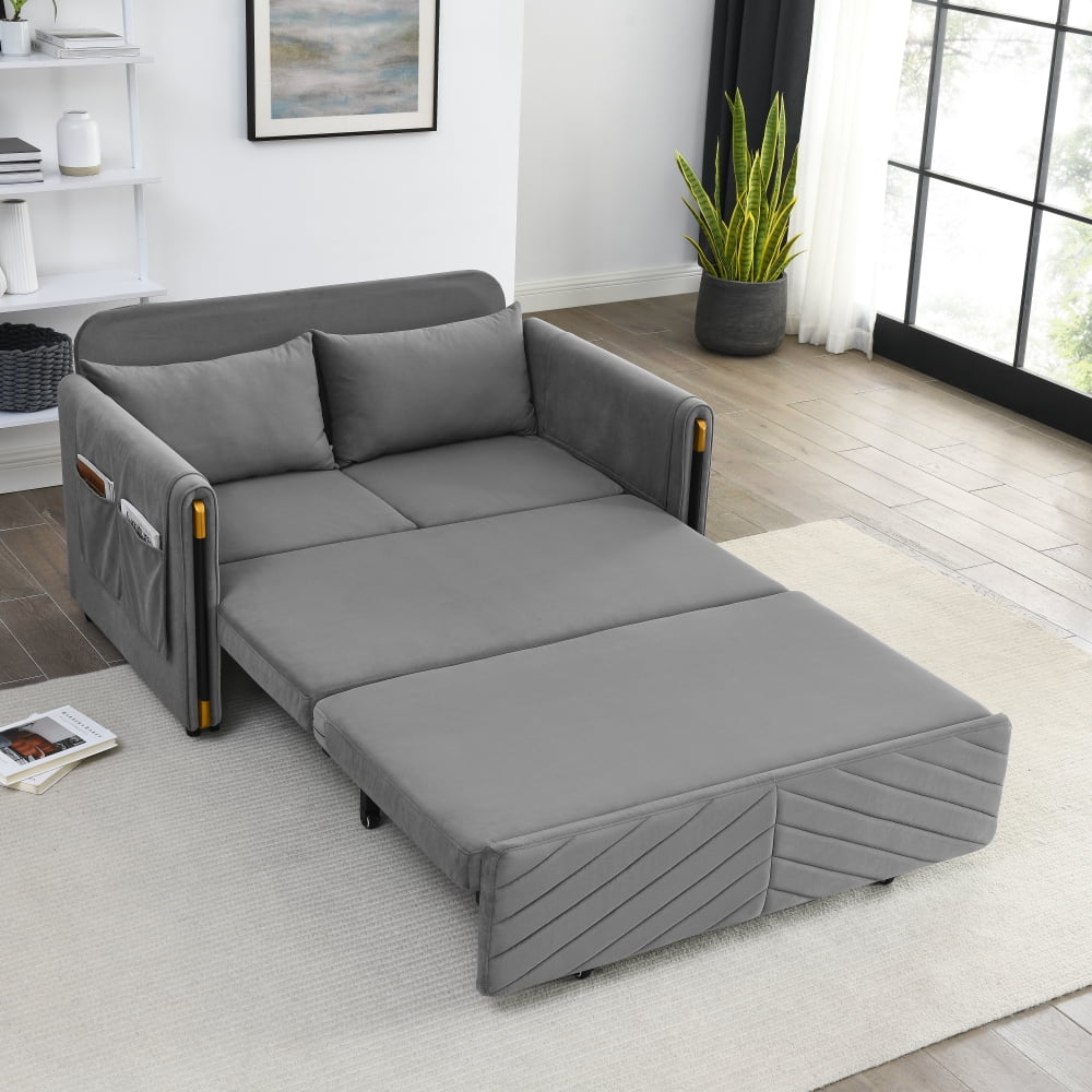 Clipeyh Velvet Convertible Futon Sofa Bed with Pull-Out Sleeper 2 ...