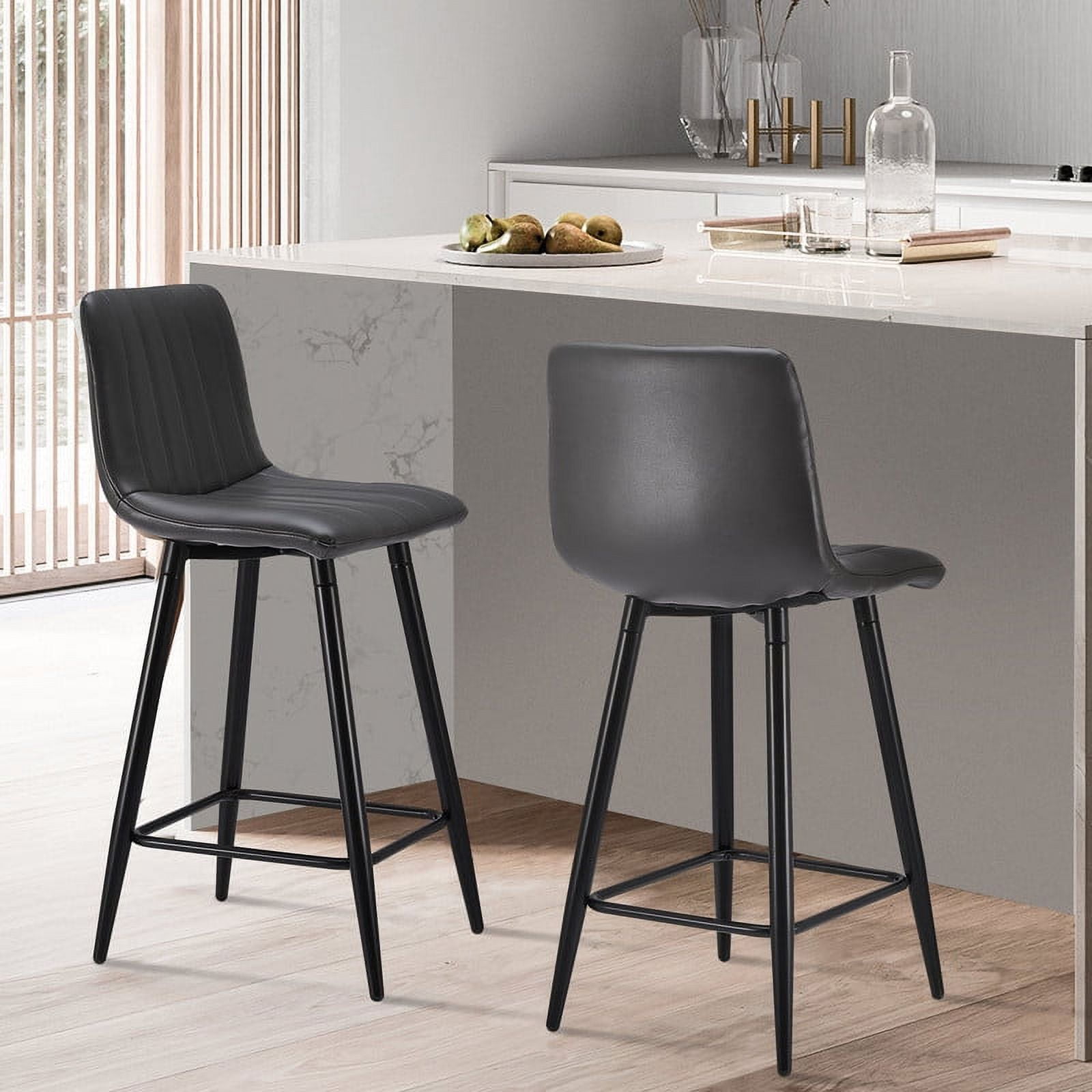 Clipop 26" Counter Bar Stools Set of 2, Faux Leather Modern Barstool ...