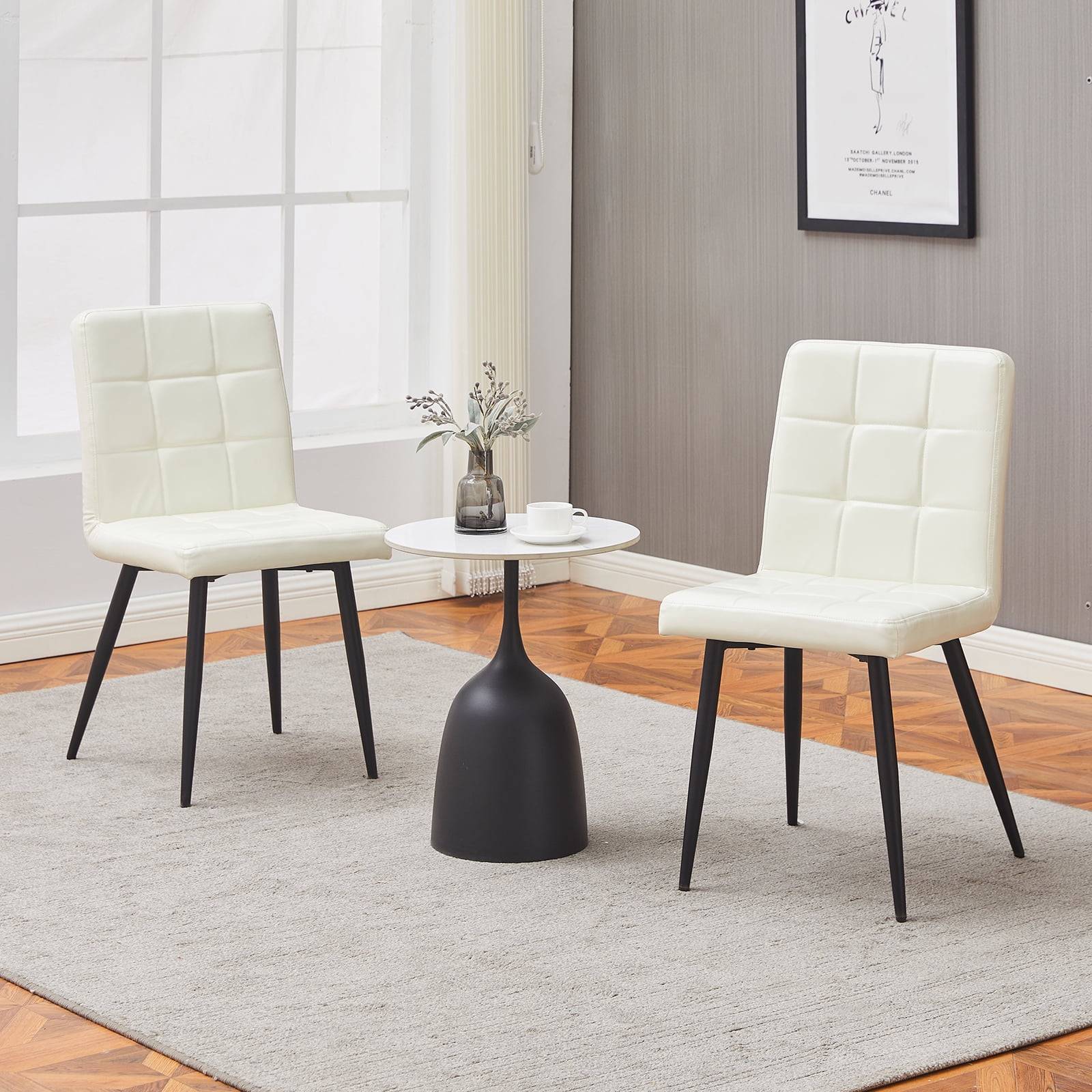 CLIPOP Kitchen Dining Chair Set of 2, Faux Leather Upholstered with ...