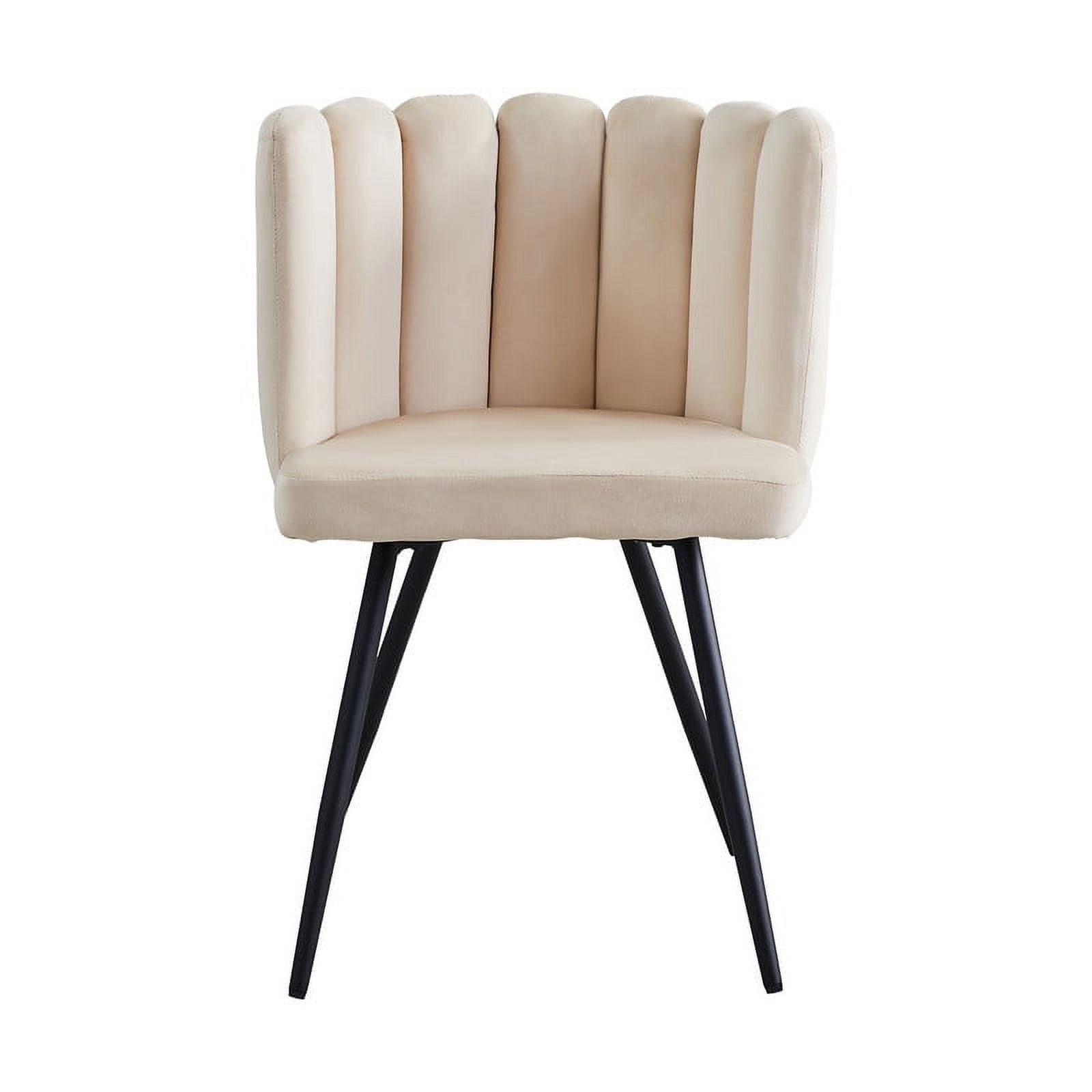 Clipop Velvet Barrel Accent Chair, Scalloped Petal Backrest, Metal Legs ...