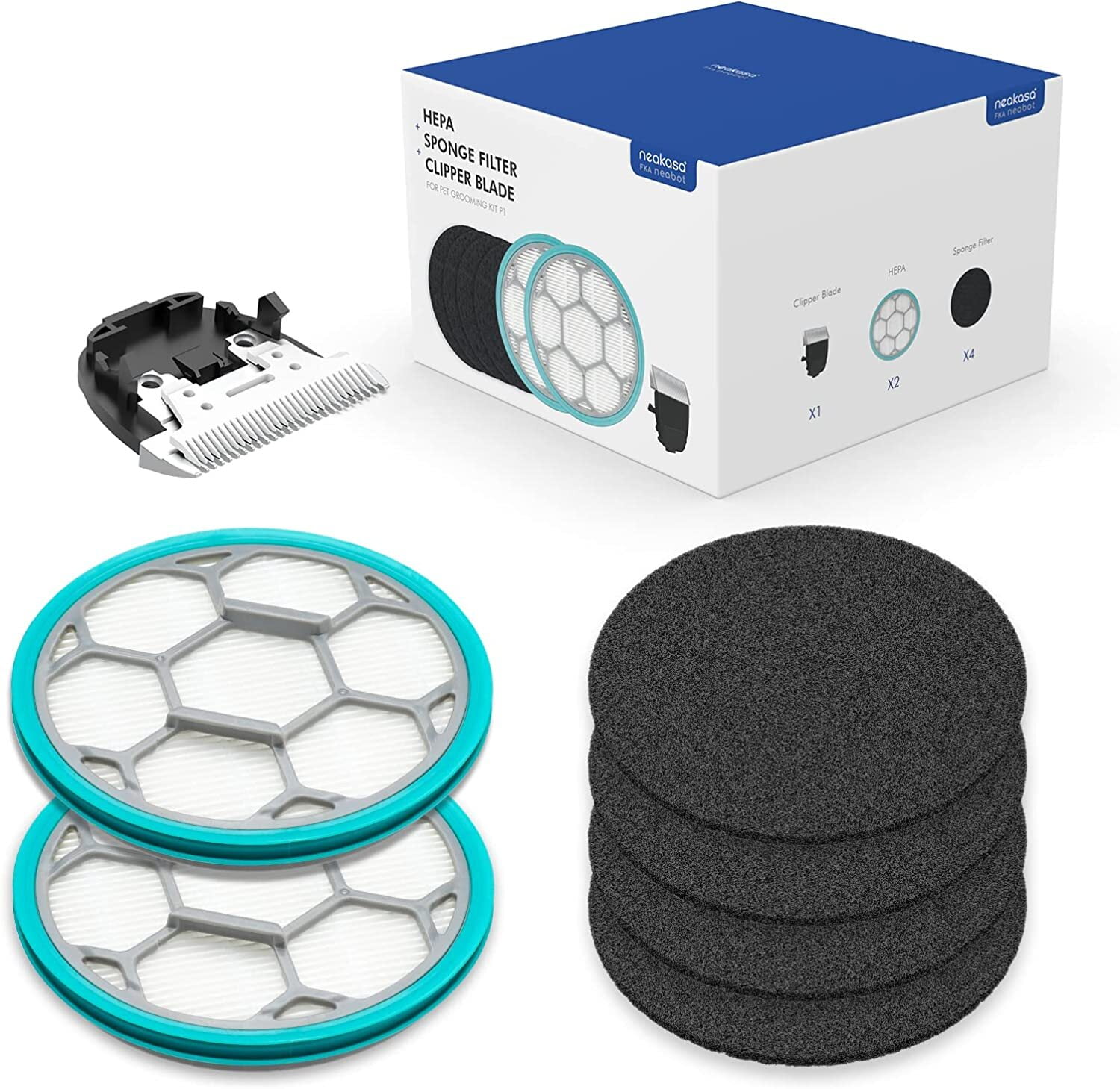 Clipper Blade, Sponge Filter, HEPA for Neakasa P2 Pro Dog Grooming ...