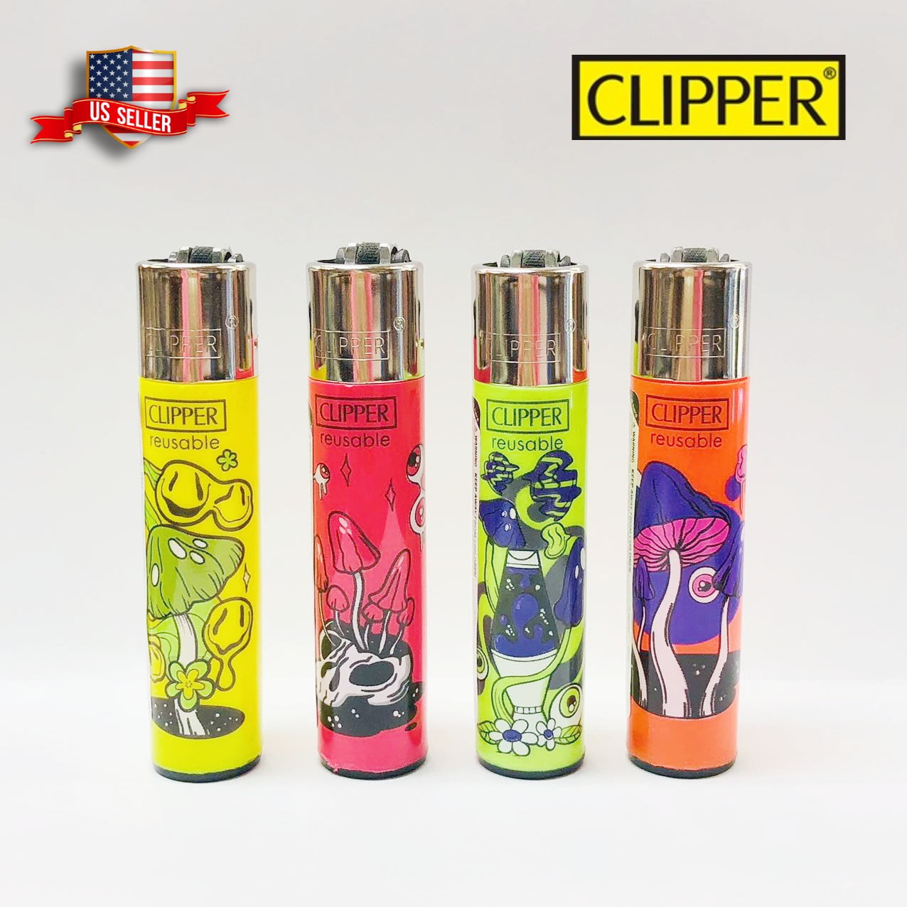 Clipper Lighters Classic Large Reusable Lighter Mushroom Collection Lot ...