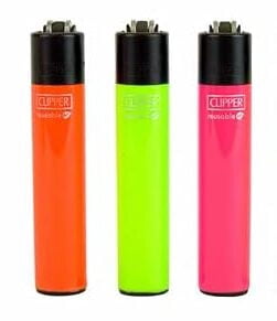 Clipper Reusable Plain NEON Color LIGHTERS - 3 Color Mix - (3 Pack ...
