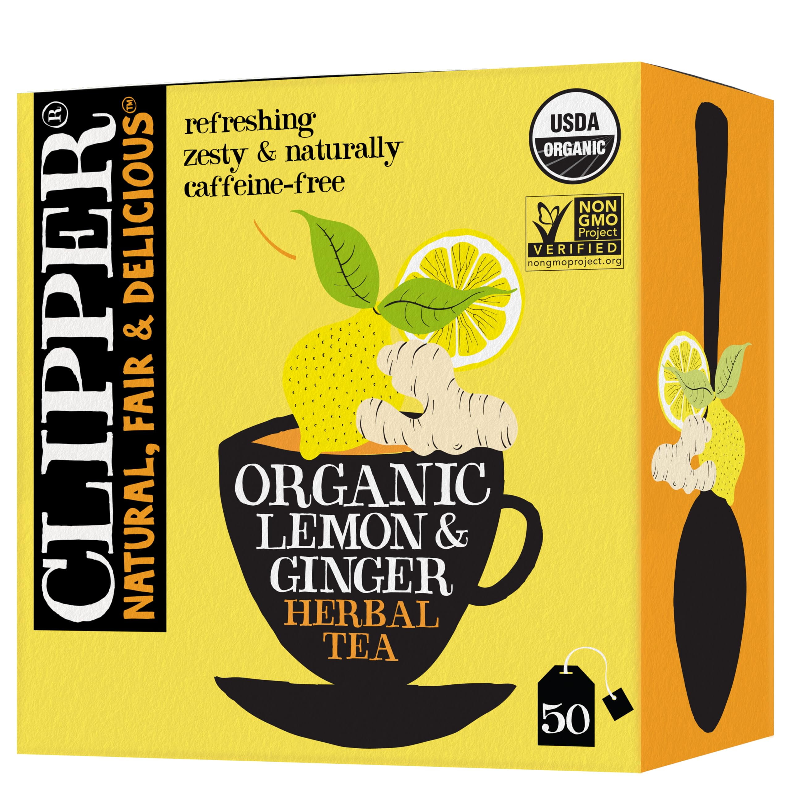 Clipper Tea Lemon & Ginger Teabags – Caffeine Free, USDA Organic, Great ...