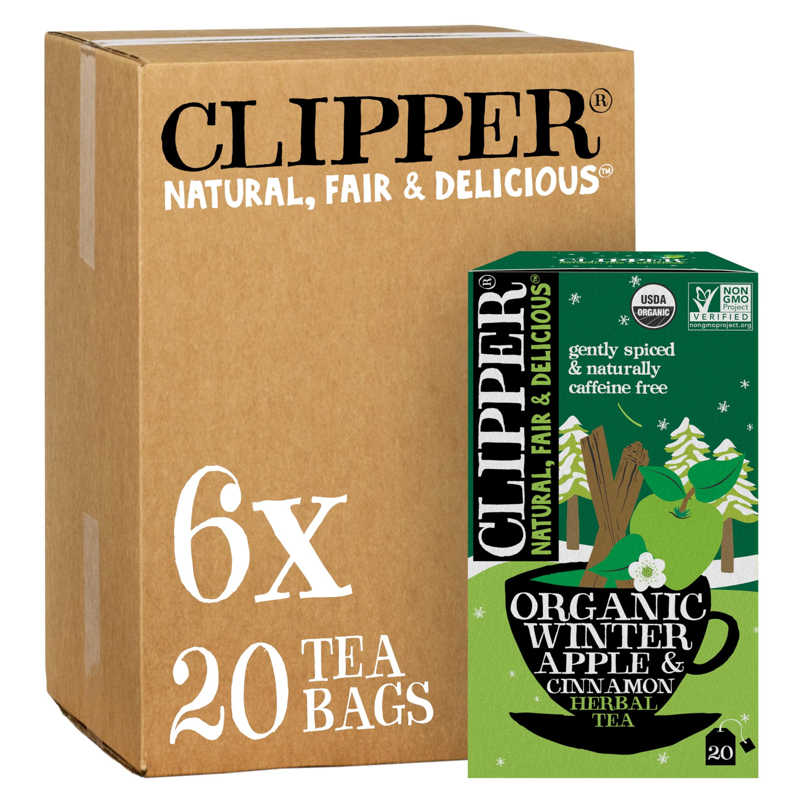 Clipper Tea: Pack of STF9 6 Organic Winter Apple & Cinnamon Herbal Tea ...