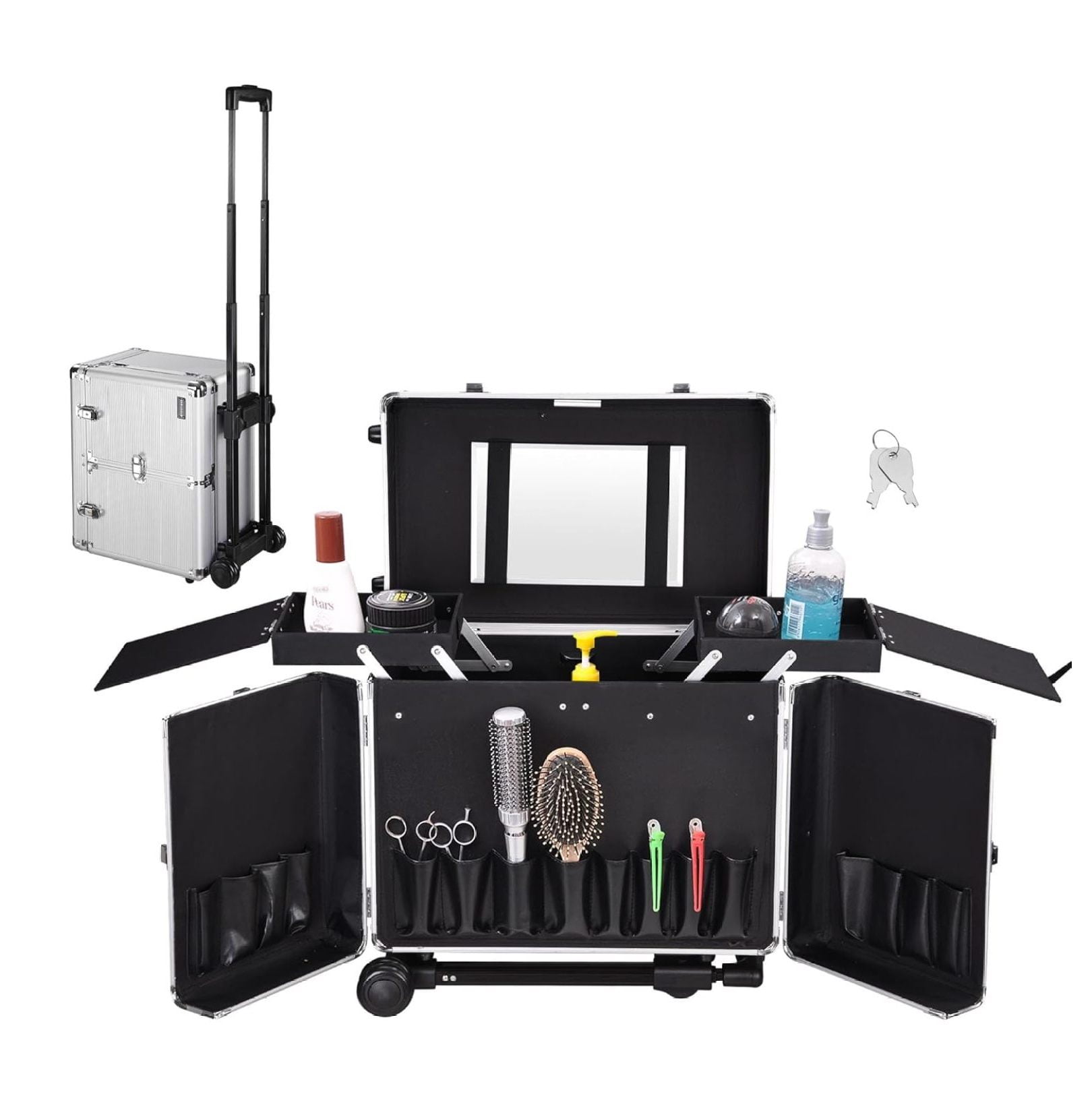 Clipper Trimmer Portable Mobile Barber Station Tool Box Rolling Makeup ...