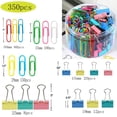 Clips Office Supplies, 350 Pcs Colored Paper Clips and Binder Clips Set ...