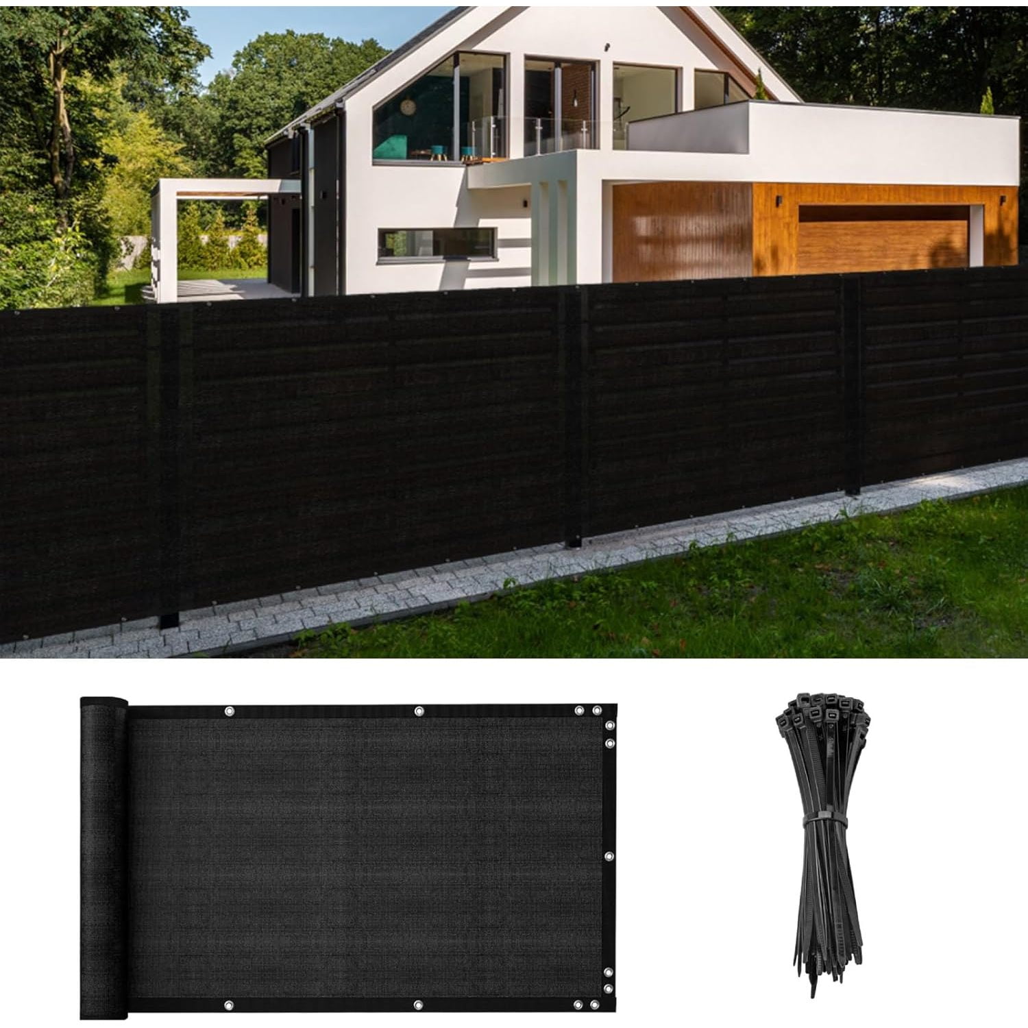 Cliselda 3ft x 50ft Privacy Fence Screen, Black Fence Covering Privacy ...