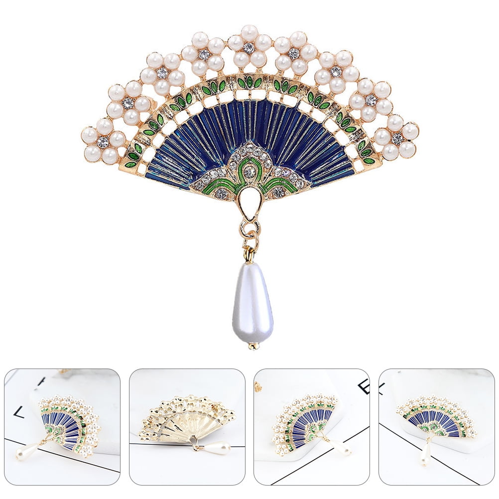 Clispeed 1pc Vintage Chinese Style Fan Brooch for Women Elegant Durable ...
